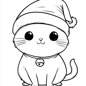 100 Kawaii Cute Cat Christmas Coloring Pages Adults and Kids Coloring ...