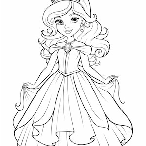 100 Cute Princess Coloring Pages Kids and Adults Printable Instant ...