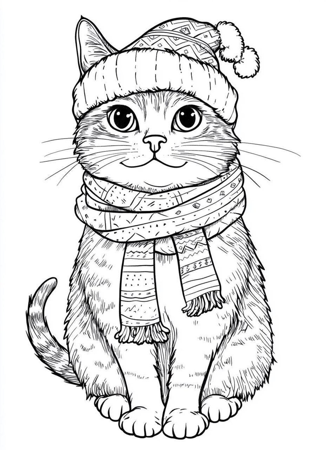 100 Funny Cat Christmas Coloring Pages Adults and Kids Coloring Pages ...
