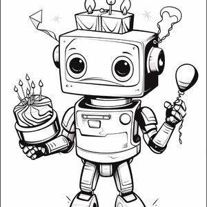 200 Cute Robot Birthday Coloring Pages for Kids and Adults Printable ...