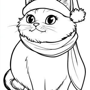 100 Funny Cat Christmas Coloring Pages Adults and Kids Coloring Pages ...
