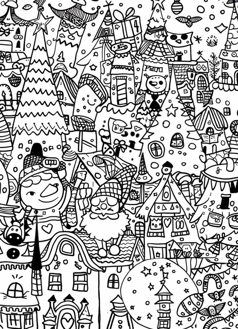 48 Christmas Doodles Coloring Pages - Adult and Kid Coloring Pages ...
