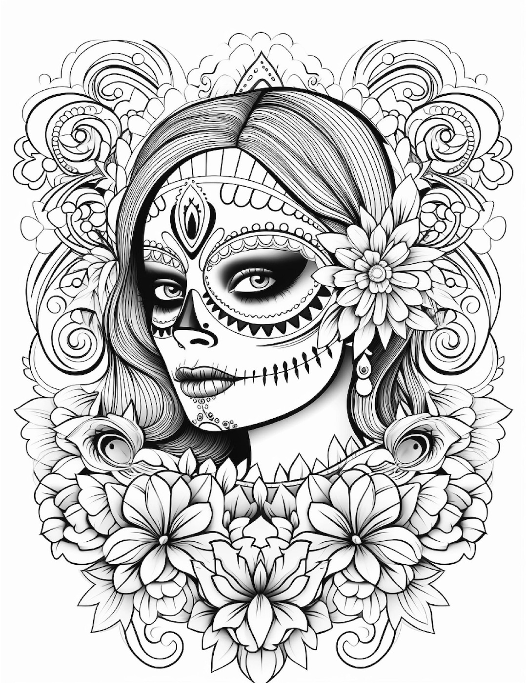 150 Girl Sugar Skull Coloring Pages - Adults and Kids Coloring Pages ...