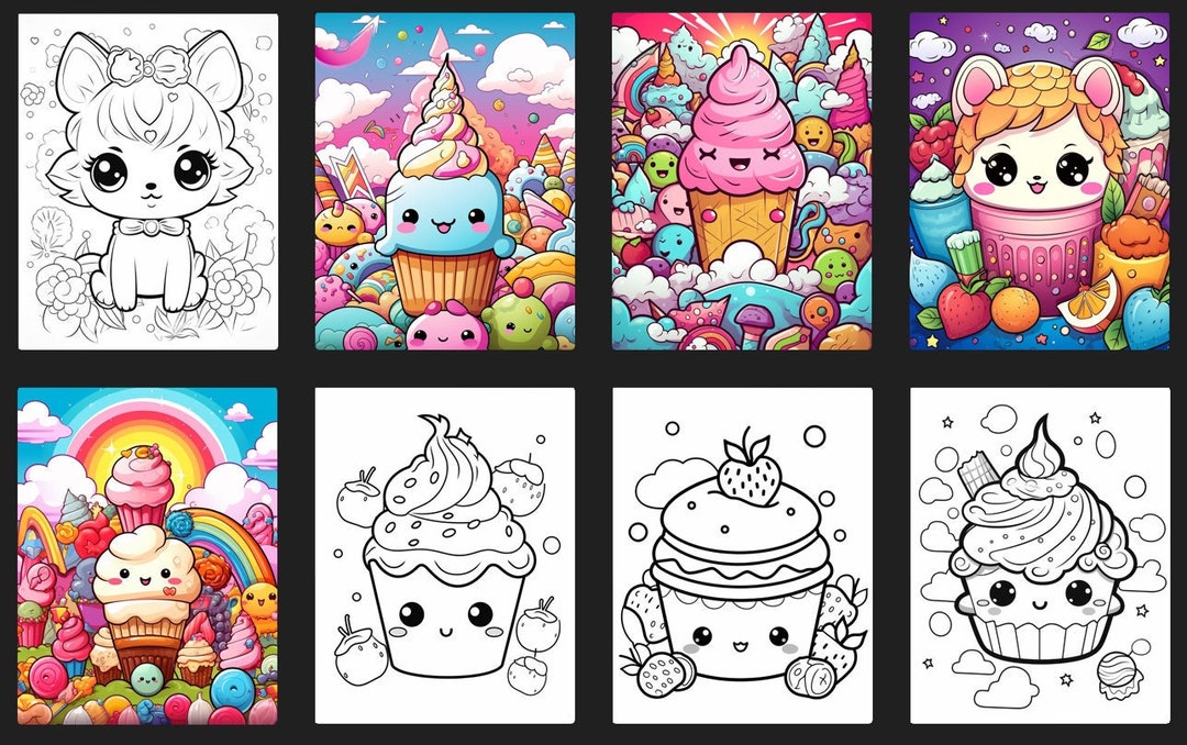 Best Seller 200 Cute Kawaii Coloring Pages for Kids - Printable Digital ...