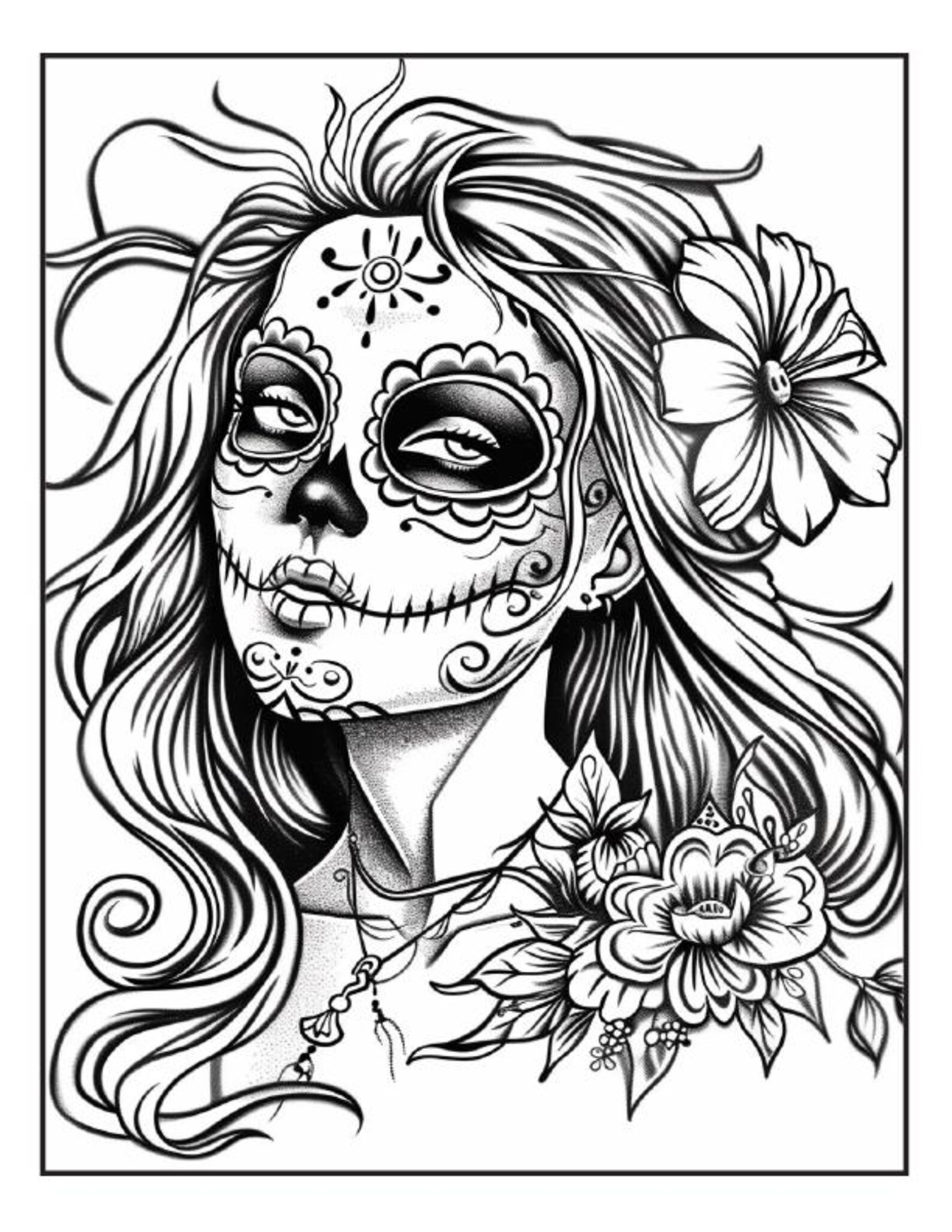 200 Sugar Skull Girl Coloring Pages - Printable Digital Instant ...