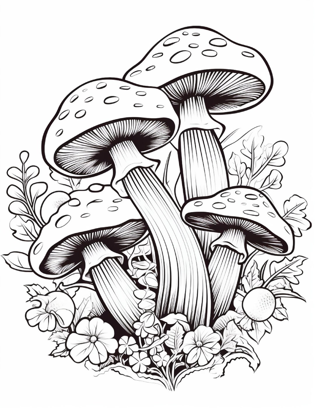 Best Seller 200 Blooming Mushrooms Coloring Pages for Adults and Kids ...
