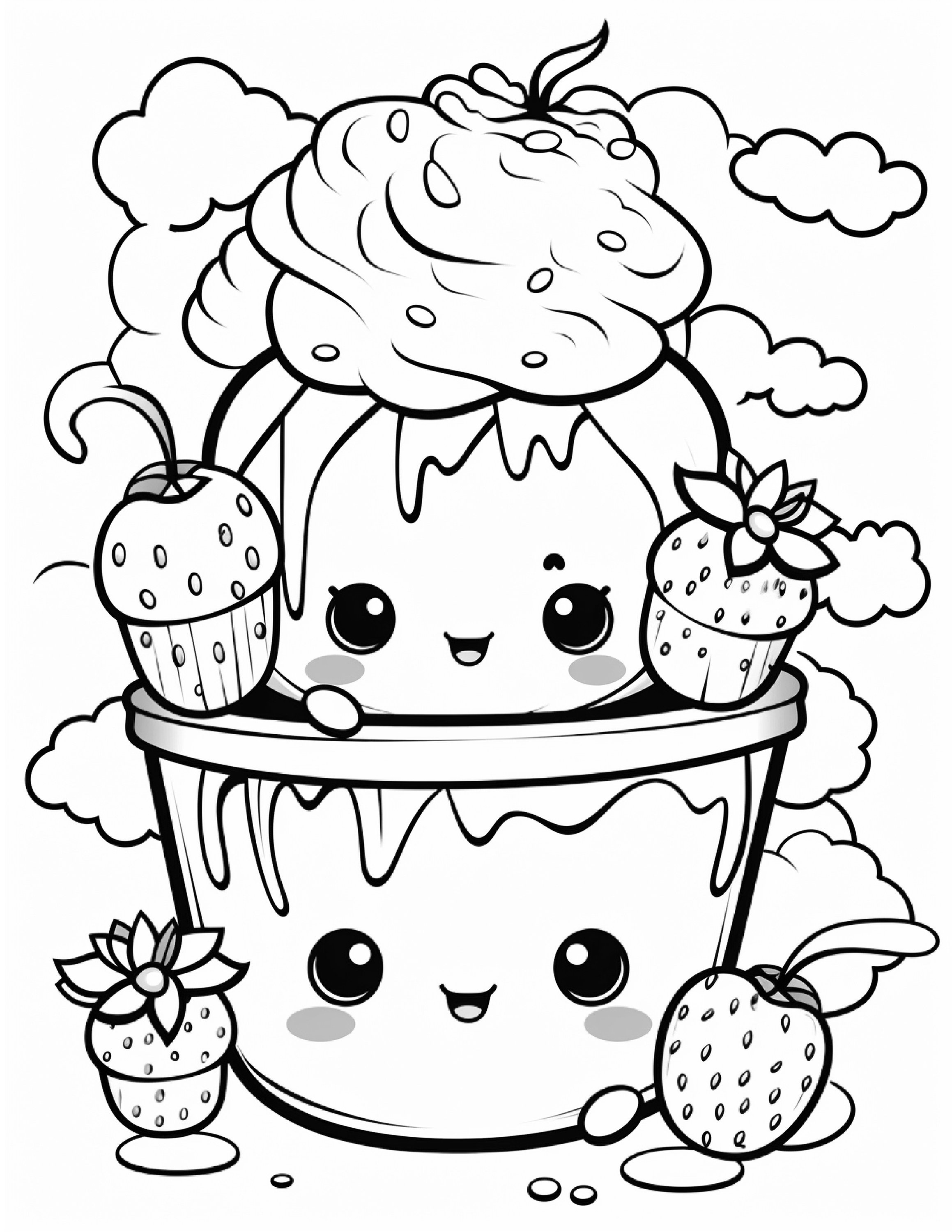 Best Seller 200 Cute Kawaii Coloring Pages for Kids - Printable Digital ...
