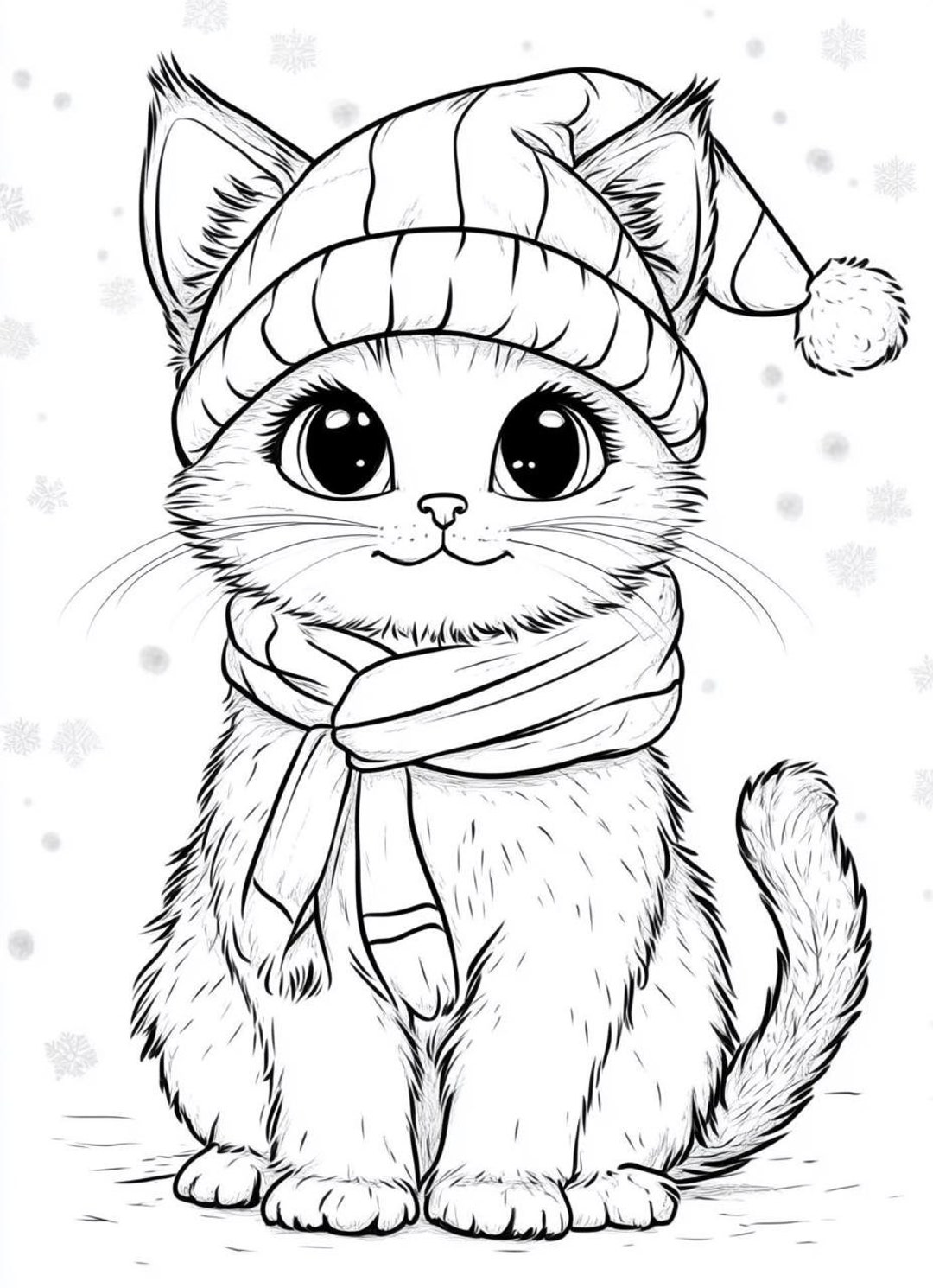 100 Cute Cat Christmas Coloring Pages Adults and Kids Coloring Pages ...