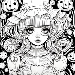Halloween 20 Spooky Girls Coloring Pages for Adults & Kids Coloring ...