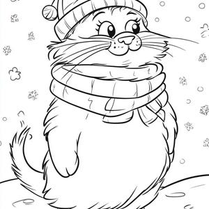 100 Funny Cat Christmas Coloring Pages Adults and Kids Coloring Pages ...