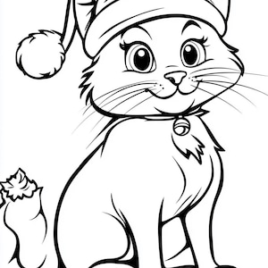 100 Funny Cat Christmas Coloring Pages Adults and Kids Coloring Pages ...