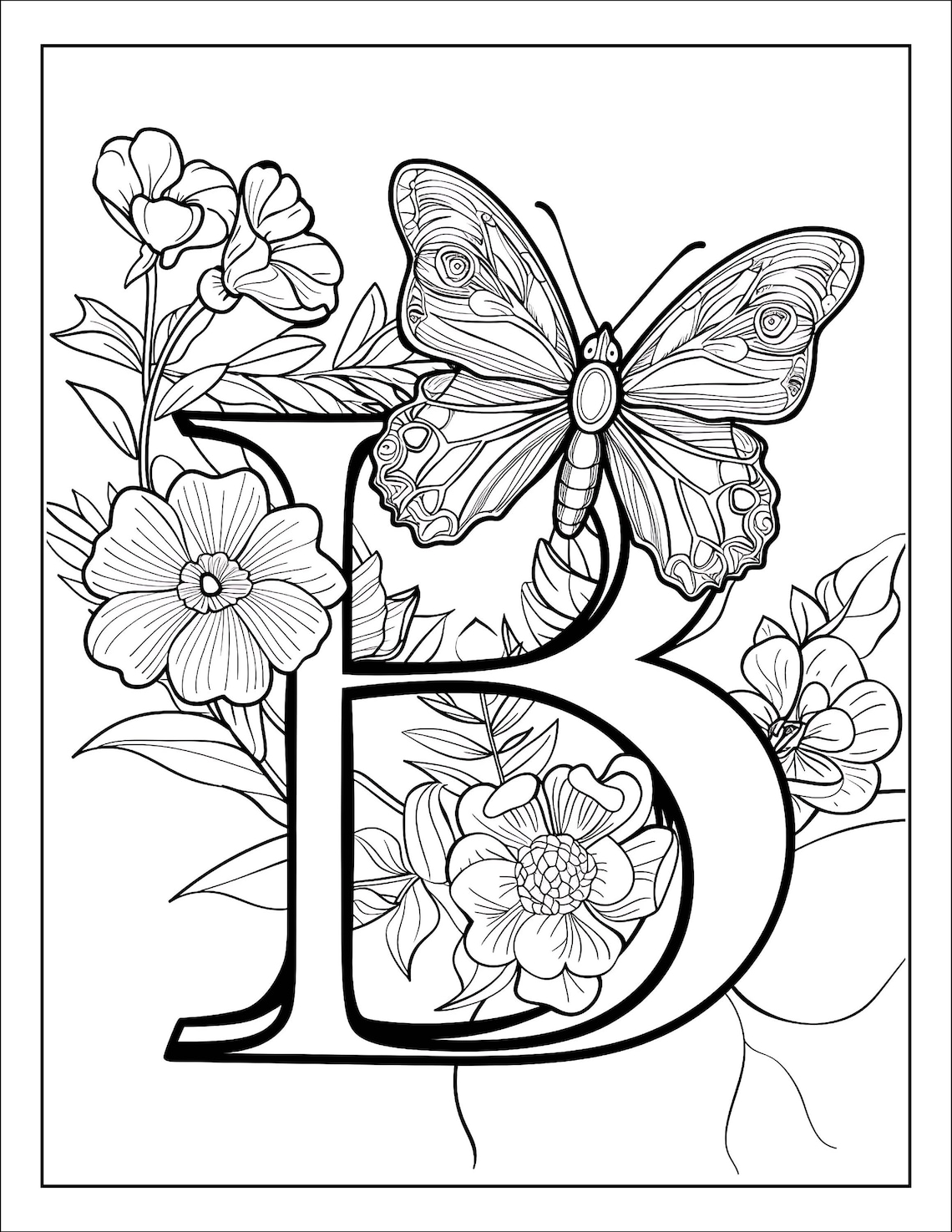 Best Selling Alphabet Flower Butterfly Coloring Pages 36 Pages Adult ...
