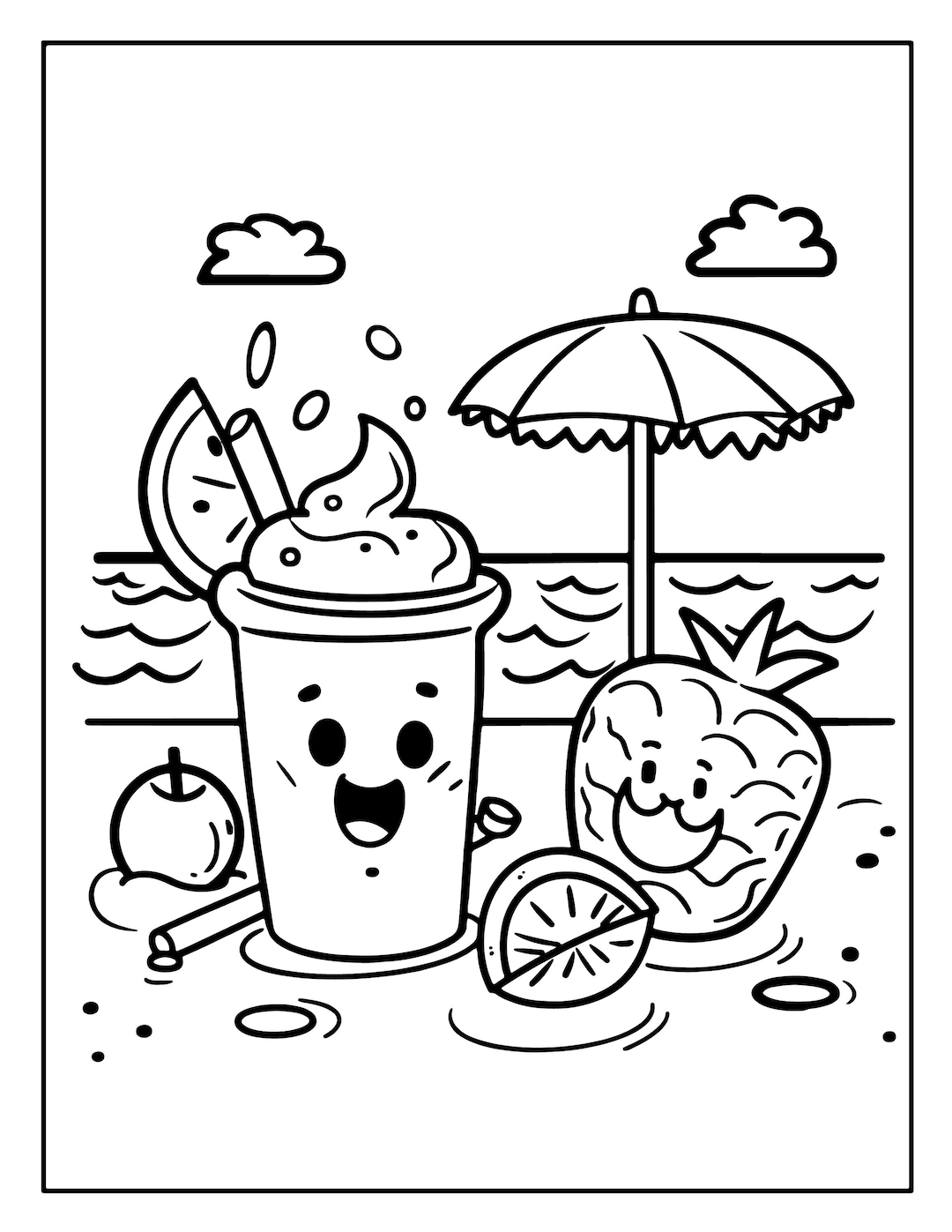 150 Cute Kawaii Summer Coloring Pages Printable Digital PDF for Kids ...
