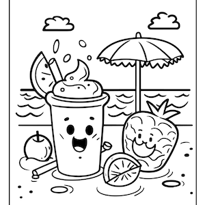 150 Cute Kawaii Summer Coloring Pages Printable Digital PDF for Kids ...