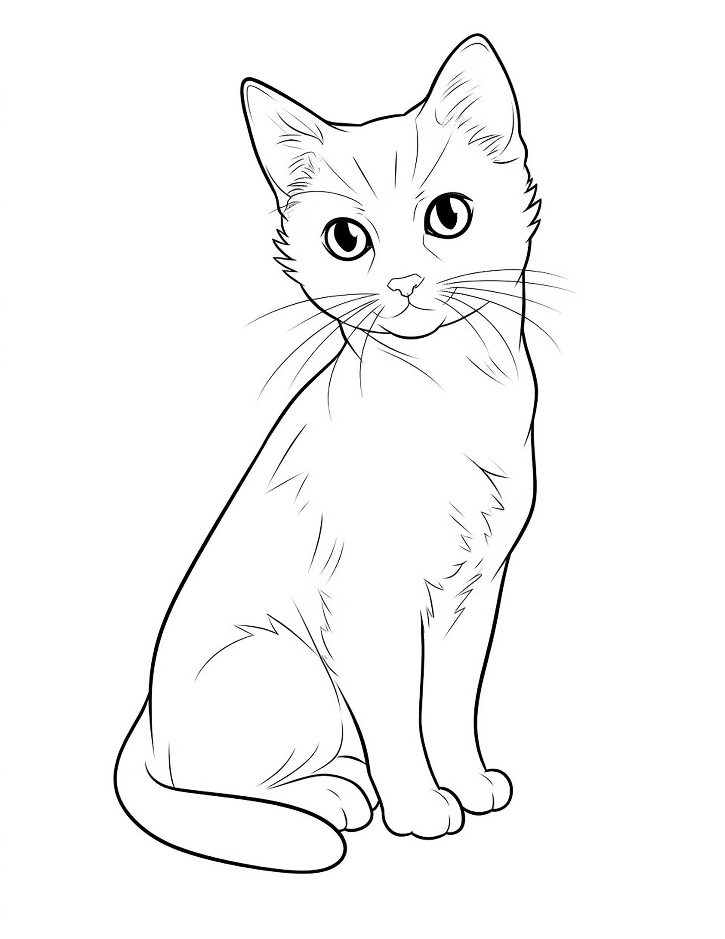 100 Realistic Cat Coloring Pages for Kids and Adults Printable Digital ...