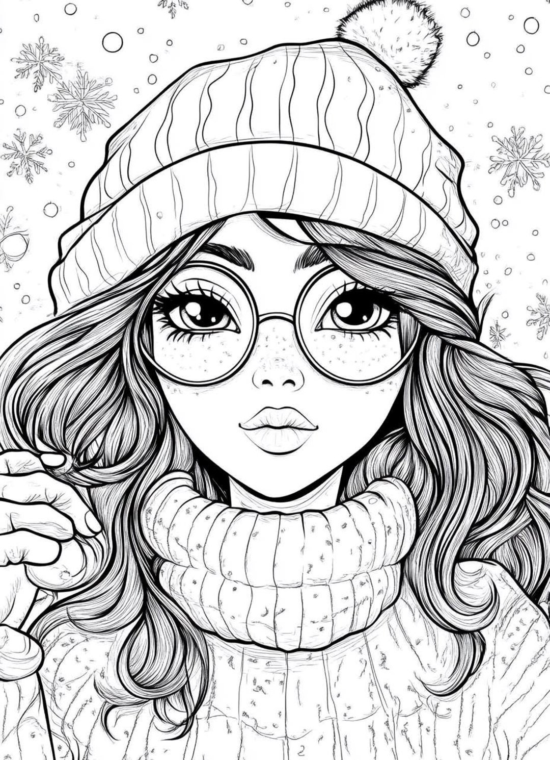 100 Cute Girl Christmas Coloring Pages Adults and Kids Coloring Pages ...