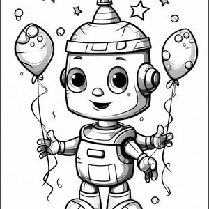 200 Cute Robot Birthday Coloring Pages for Kids and Adults Printable ...