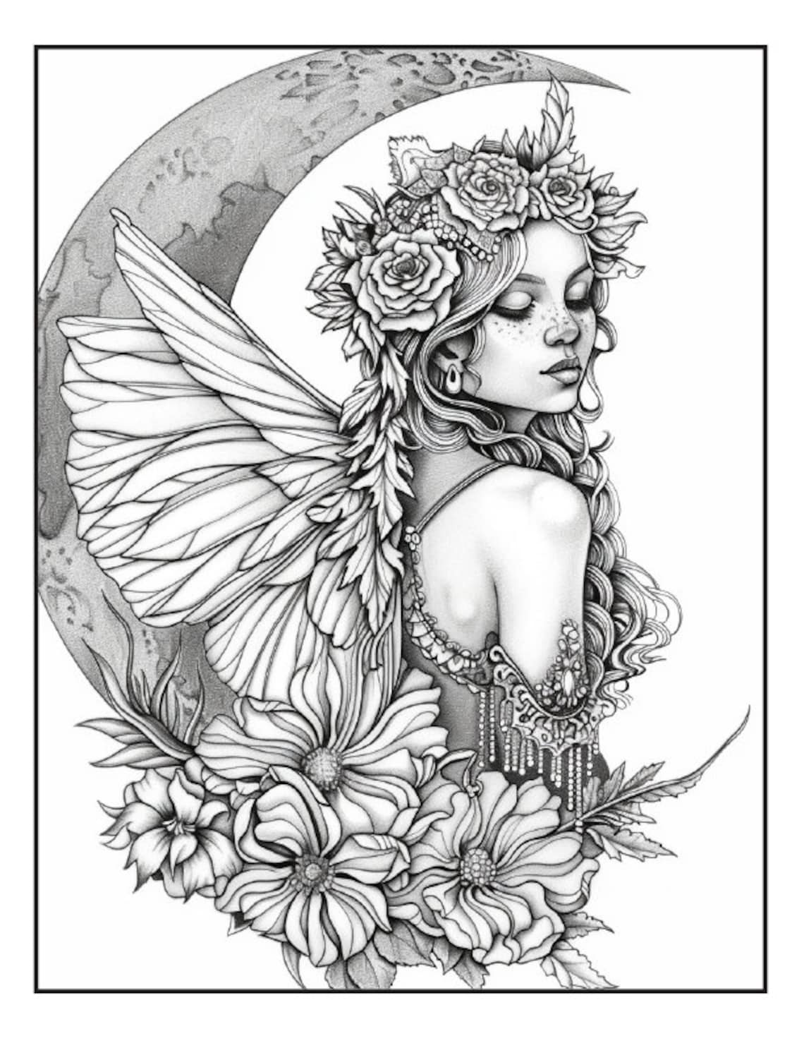 Best Seller 200 Moon Fairy Coloring Page for Kids and Adults Printable ...