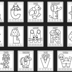 Alphabet Letter Coloring Pages 26 Pages for Kids Printable Instant ...