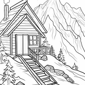 Best Seller 100 House on Mountain Coloring Pages Adult and Kid Coloring ...
