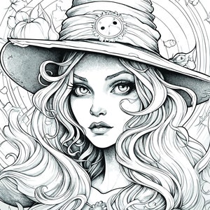 100 Beautiful Witch Girl Coloring Pages for Kids and Adults Printable ...