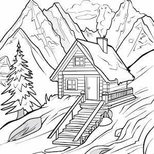 Best Seller 100 House on Mountain Coloring Pages Adult and Kid Coloring ...