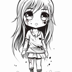 100 Cute Horror Chibi Coloring Pages Printable Digital PDF for Kids ...