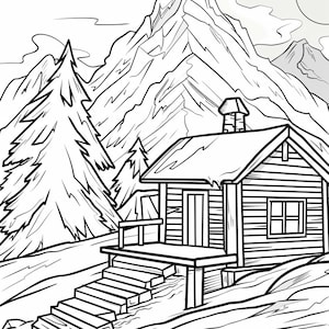 Best Seller 100 House on Mountain Coloring Pages Adult and Kid Coloring ...
