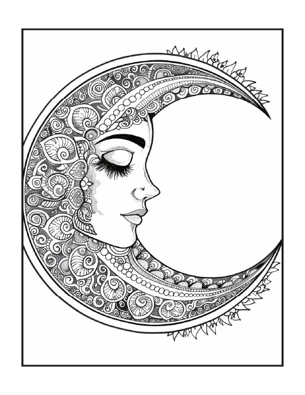 Best Selling Item 100 Boho Chic Moon Coloring Pages Kids and Adults ...
