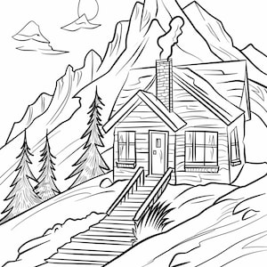 Best Seller 100 House on Mountain Coloring Pages Adult and Kid Coloring ...