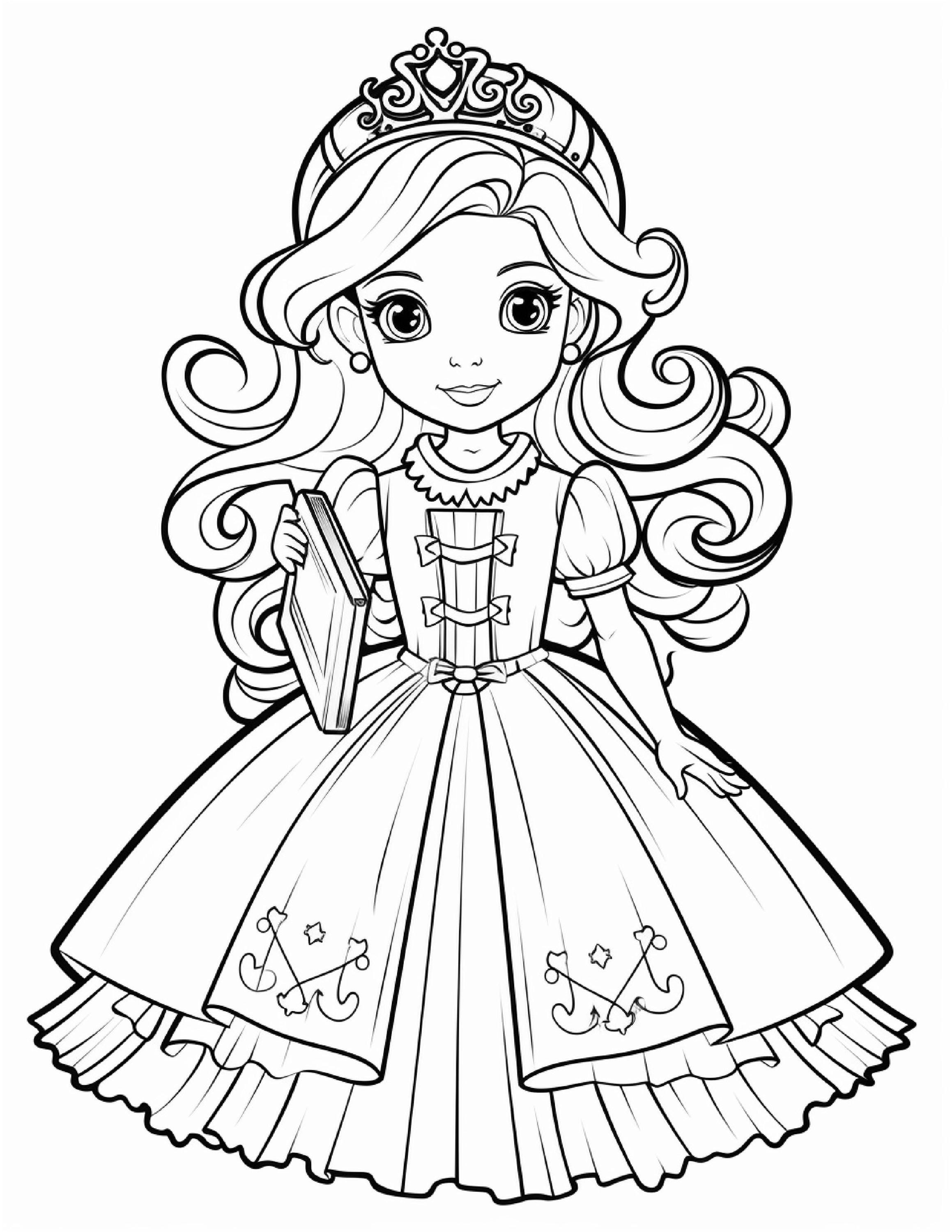 100 Cute Princess Coloring Pages Kids and Adults Printable Instant ...
