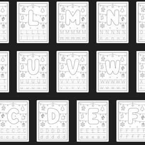 Christmas Alphabet Letter Coloring Pages 26 Pages for Kids Printable ...