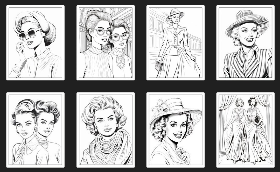 200 Vintage Fashion Coloring Pages - Adult and Kid Coloring Pages ...