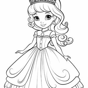 100 Cute Princess Coloring Pages Kids and Adults Printable Instant ...