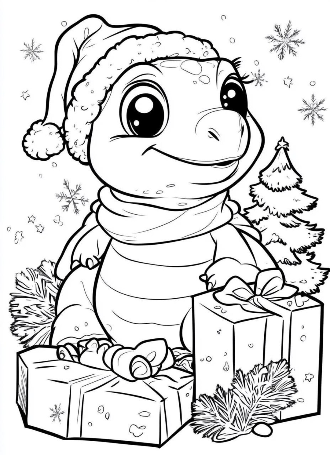 100 Dino Dinosaur Christmas Coloring Pages Adults and Kids Coloring ...