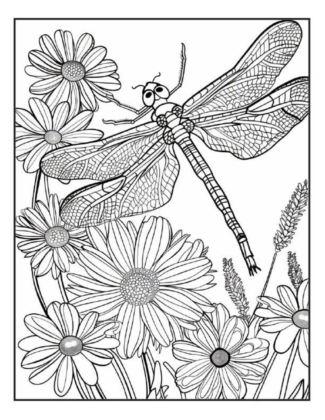 200 Dragonfly With Flower Coloring Pages - Adult and Kid Coloring Pages ...