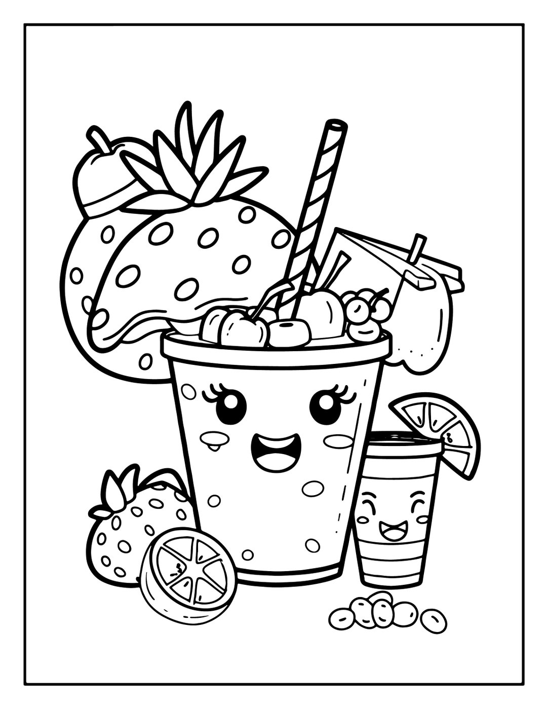 135 Cute Kawaii Summer Coloring Pages Printable Digital PDF for Kids ...