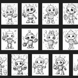 200 Cute Robot Birthday Coloring Pages for Kids and Adults Printable ...