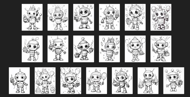 200 Cute Robot Birthday Coloring Pages for Kids and Adults Printable ...