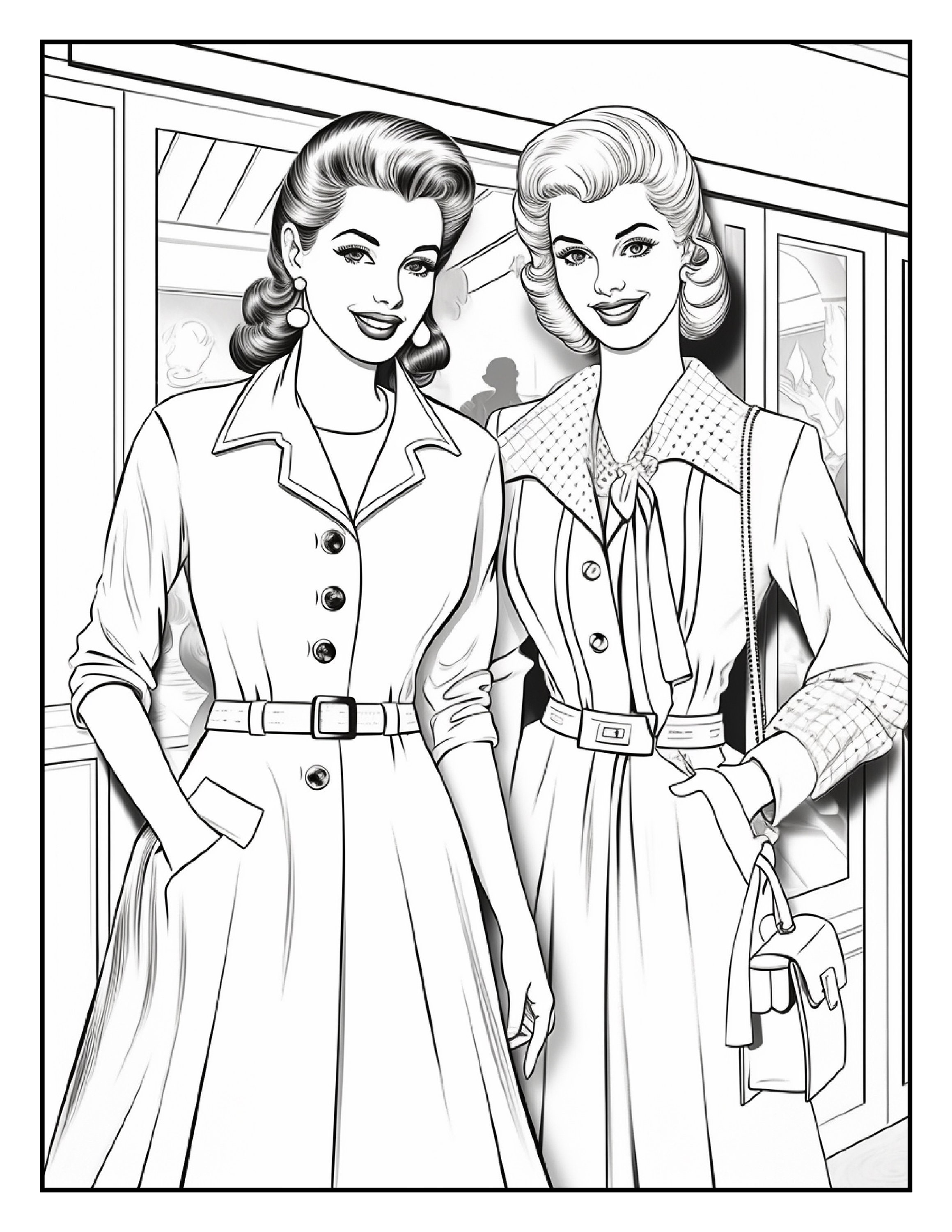 200 Vintage Fashion Coloring Pages - Adult and Kid Coloring Pages ...