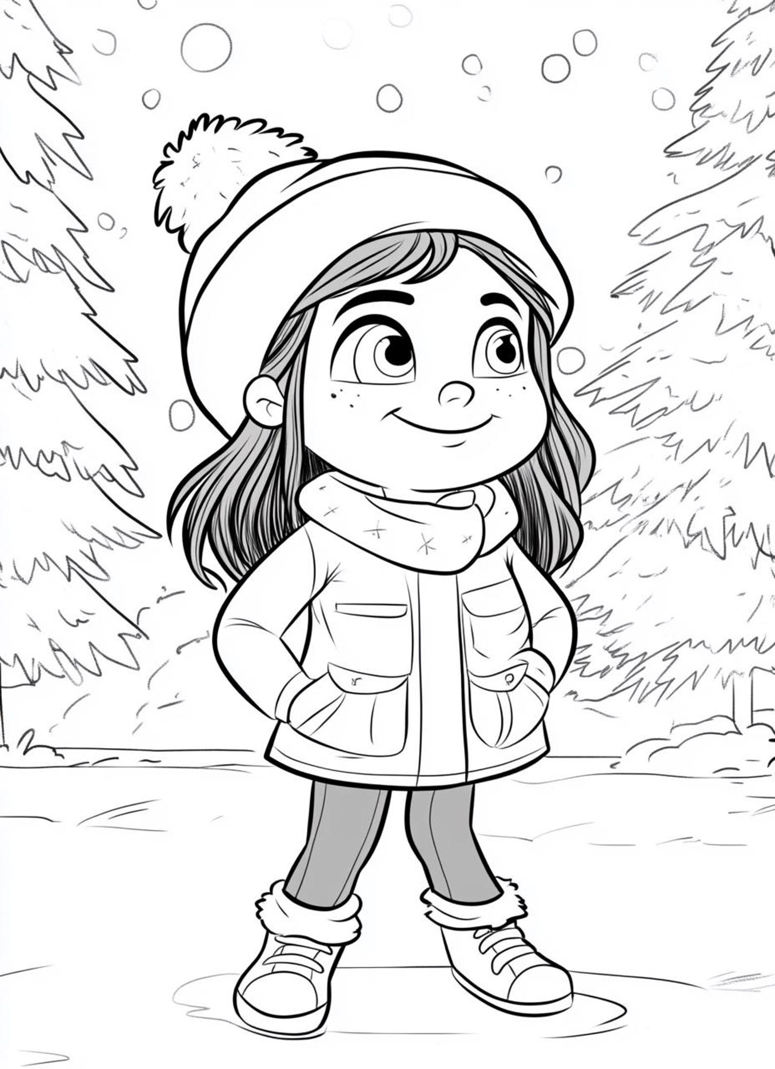 100 Cute Little Girl Christmas Coloring Pages Adults and Kids Coloring ...