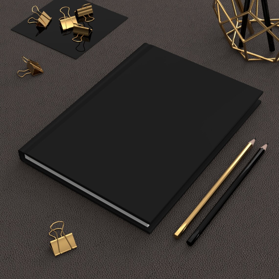 Plain Black Journal Hardcover Notebook, 5.75