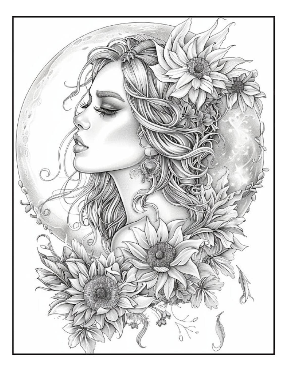 Best Seller 200 Moon Fairy Coloring Page for Kids and Adults Printable ...