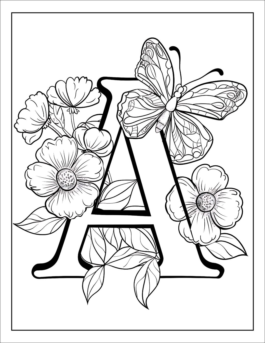 Best Selling Alphabet Flower Butterfly Coloring Pages 36 Pages Adult ...