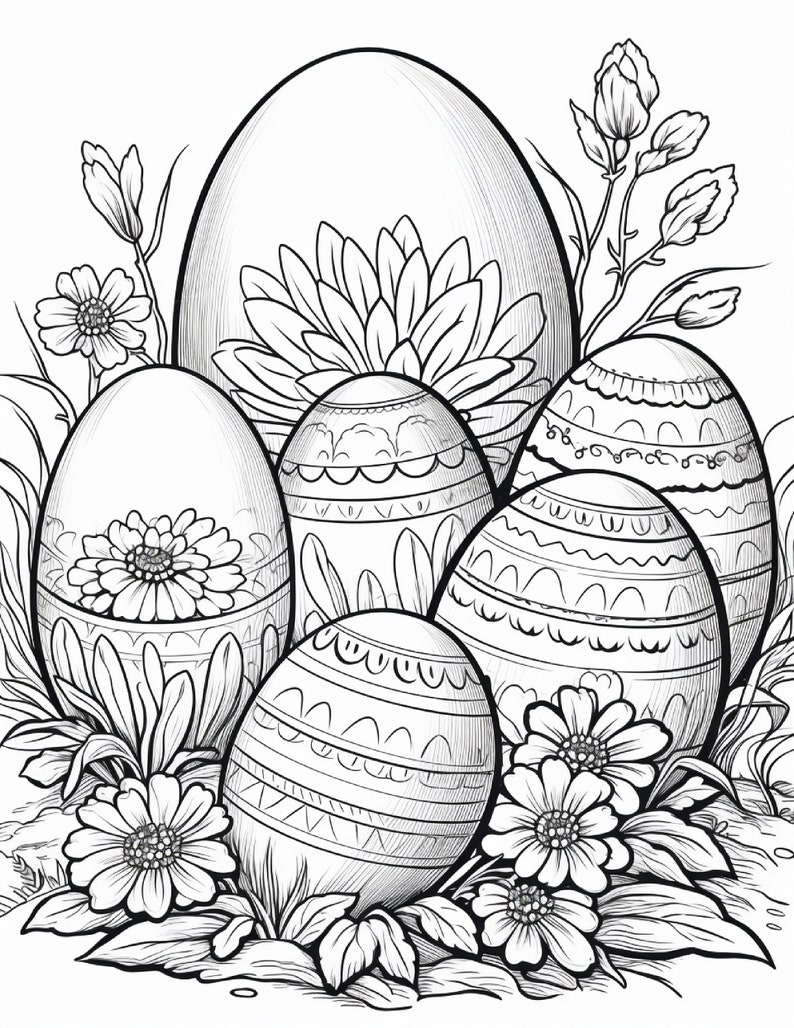 Best Seller 100 Easter Eggs Coloring Book Pages for Kids and Adults ...