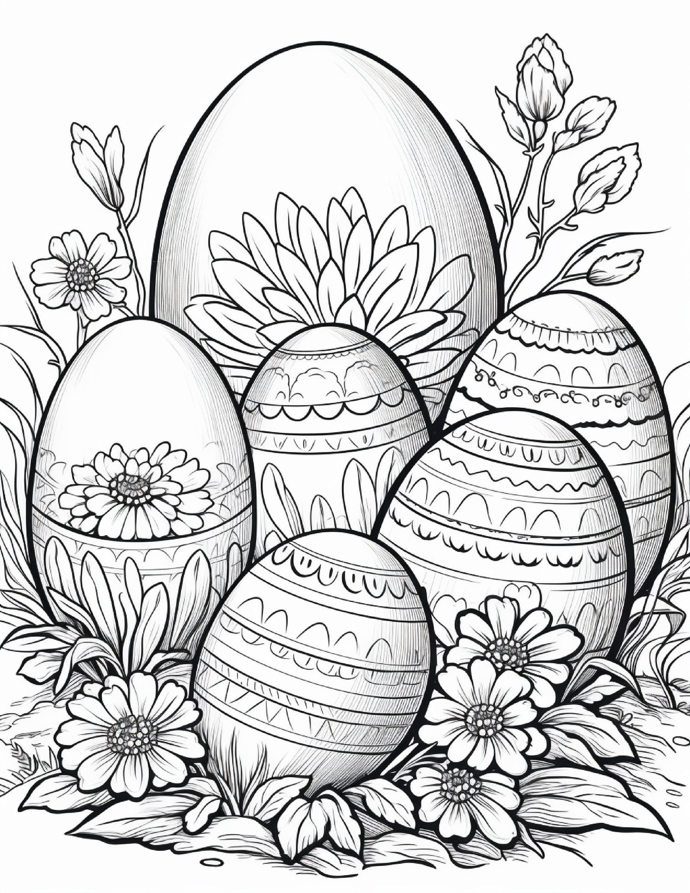 Best Seller 100 Easter Eggs Coloring Book Pages for Kids and Adults ...