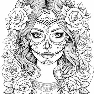 150 Girl Sugar Skull Coloring Pages - Adults and Kids Coloring Pages ...
