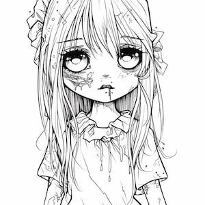100 Cute Horror Chibi Coloring Pages Printable Digital PDF for Kids ...