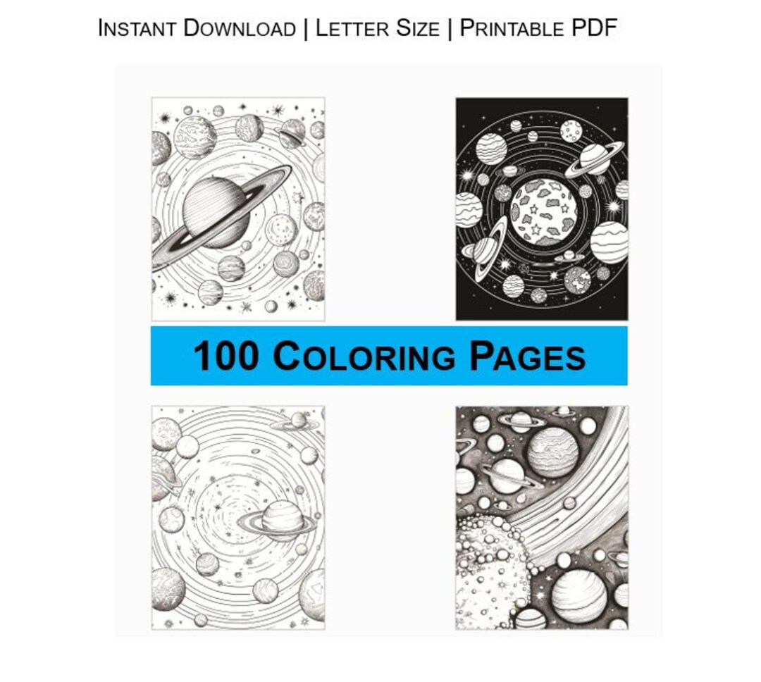 Best Seller Best Seller Galaxy Space Coloring Pages 100 Pages Printable ...