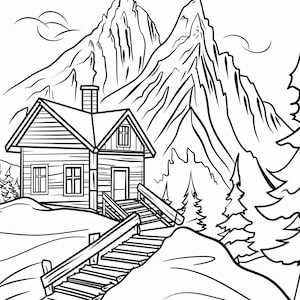 Best Seller 100 House on Mountain Coloring Pages Adult and Kid Coloring ...